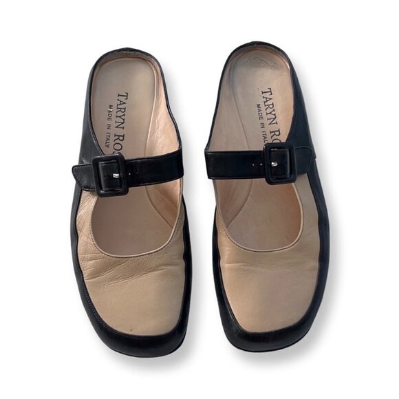 Taryn Rose | Shoes | Taryn Rose Black Beige Leather Slip On Shoes Size ...